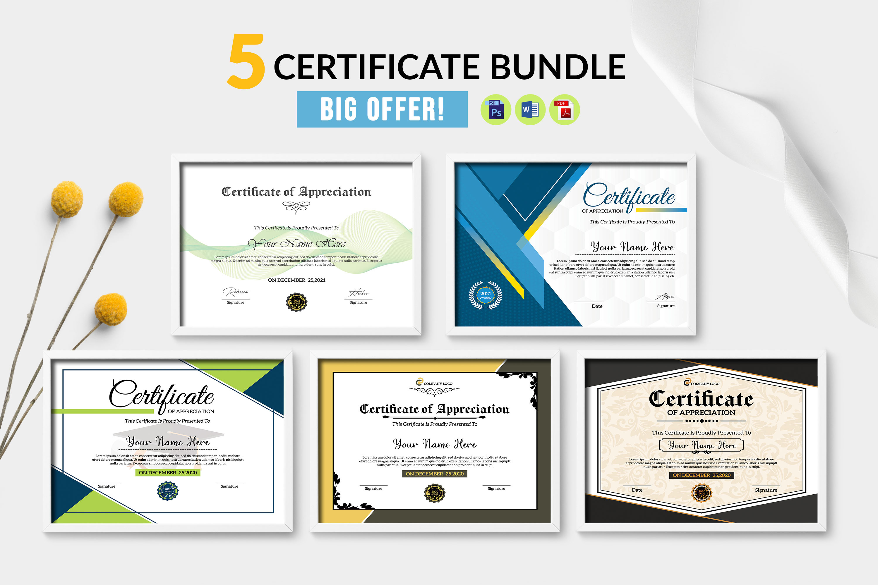 Certificate Template, a Stationery Template by Ultimate Template Shop
