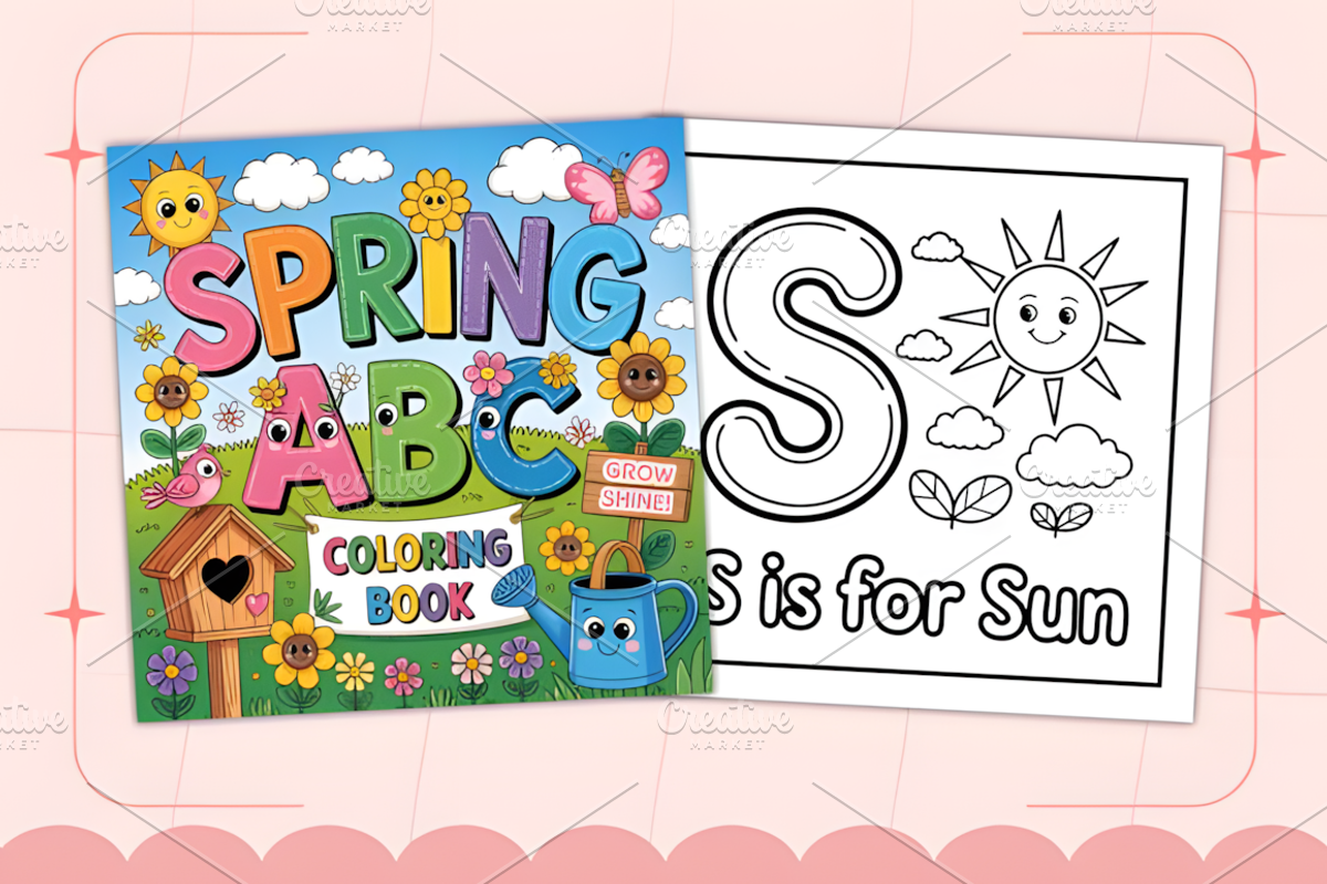 ABC Spring Coloring Book for Kids, a Decorative Illustration by Ink Gallery