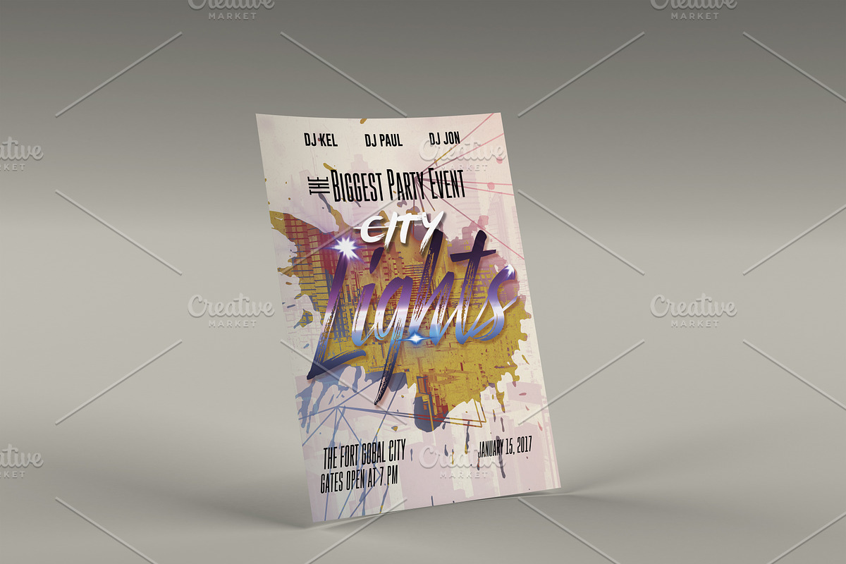 City Lights Flyer Template, a Flyer Template by PresetHeroes