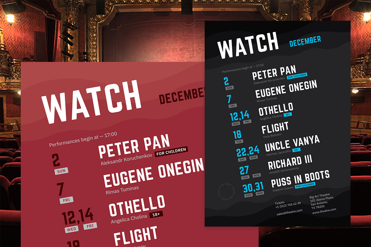 Theater Event Schedule Poster, a Flyer Template by EDT.Graphics