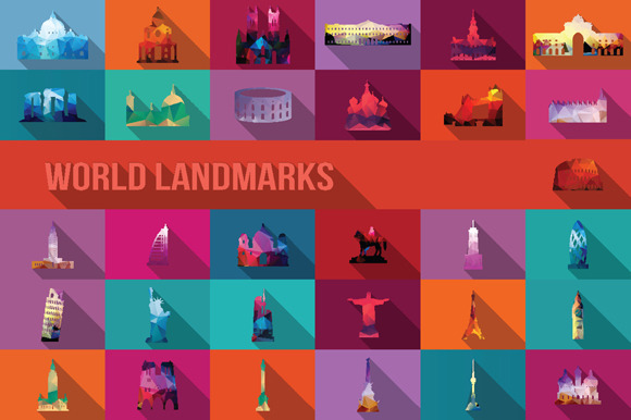 31 World Landmarks - Geometric, an Illustration by Blue Lela Design