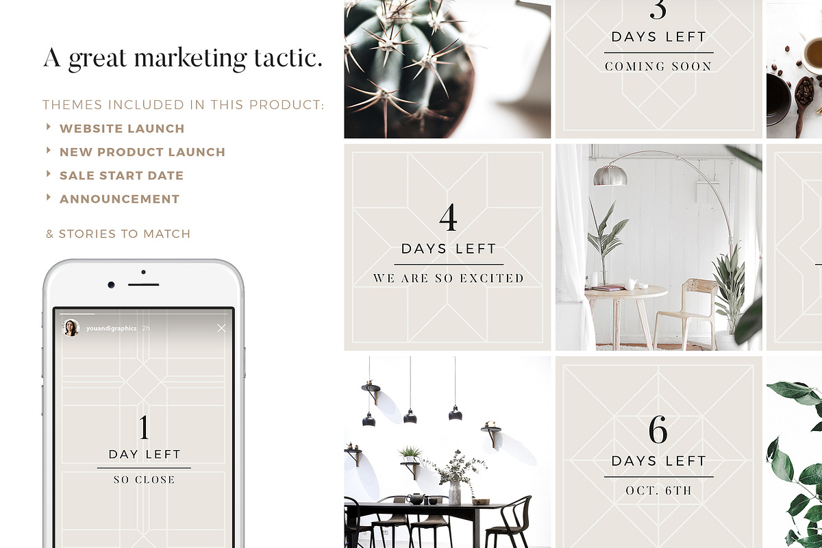 Countdown IG Posts and Stories, a Social Media Template by Youandigraphics