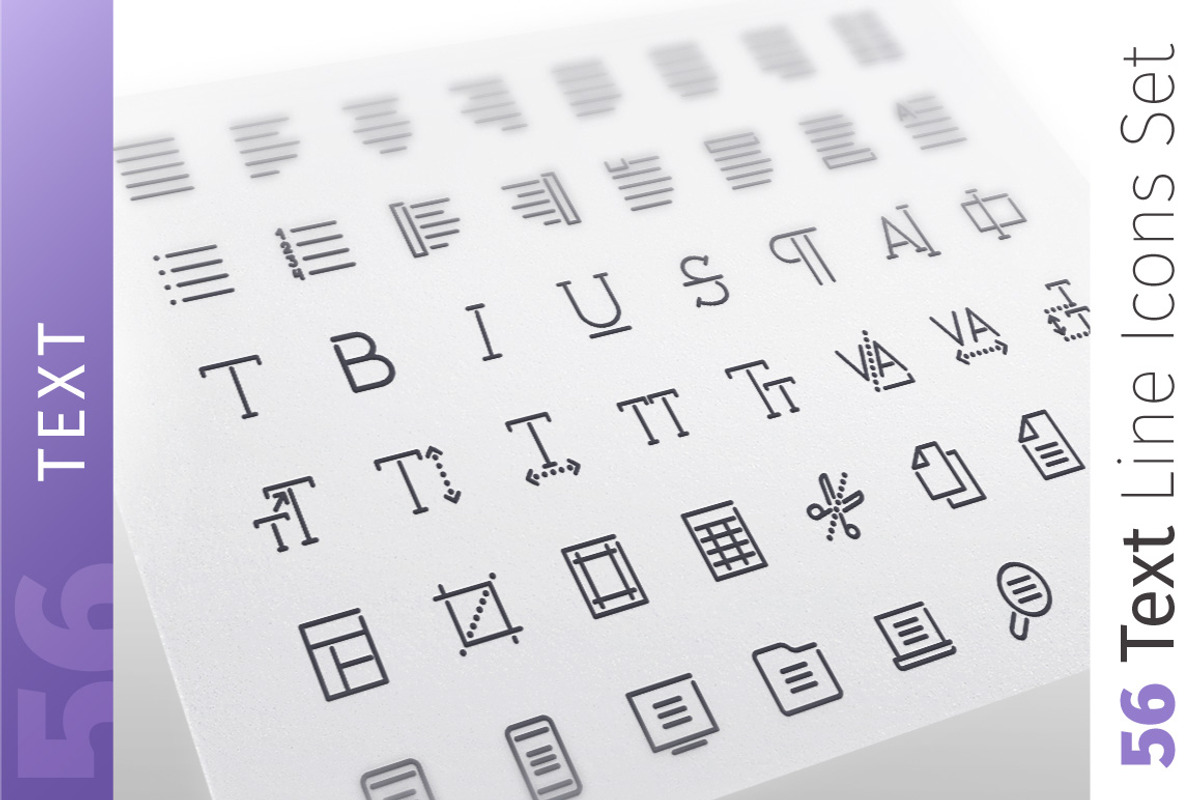 Text Line Icons Set, an Outline Icon by Voysla's Shop