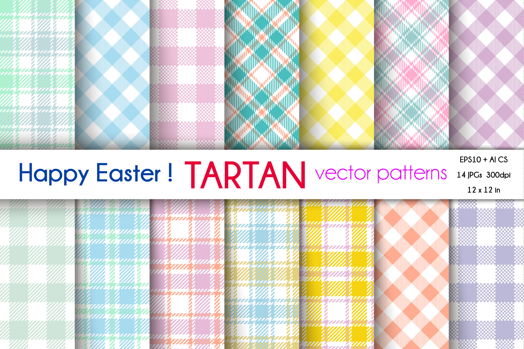 Easter Tartan and Gingham Plaid, a Pattern Graphic by Vectorchoice