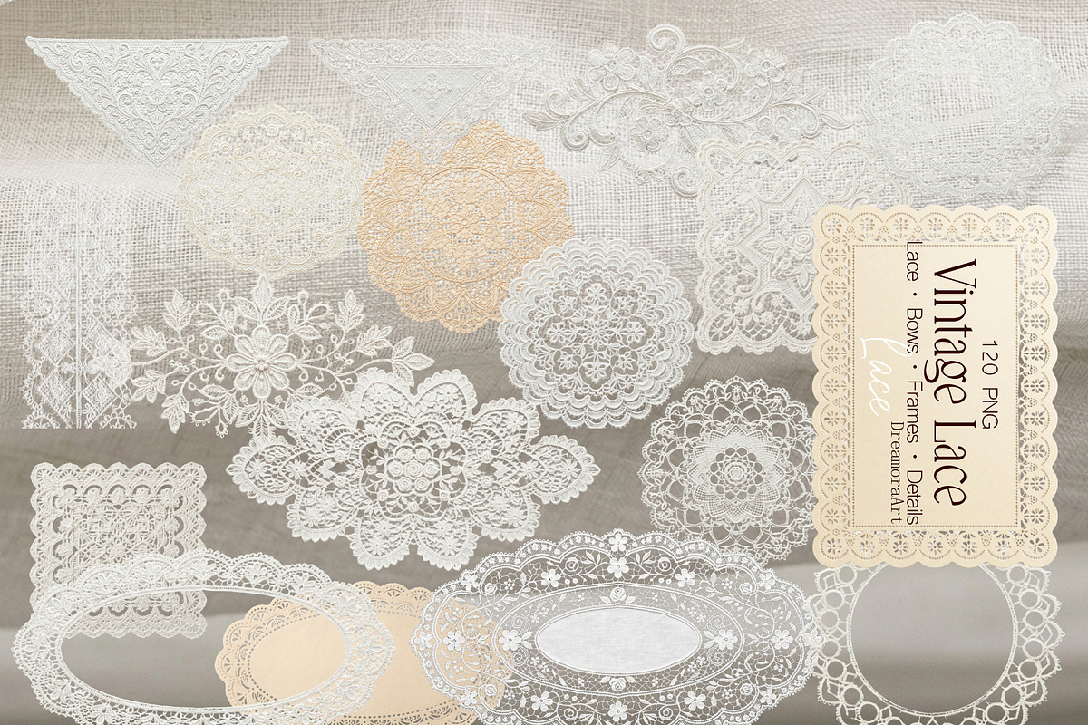 Lace, Bows & Doilies Vintage, an Object Graphic by DreamoraArt