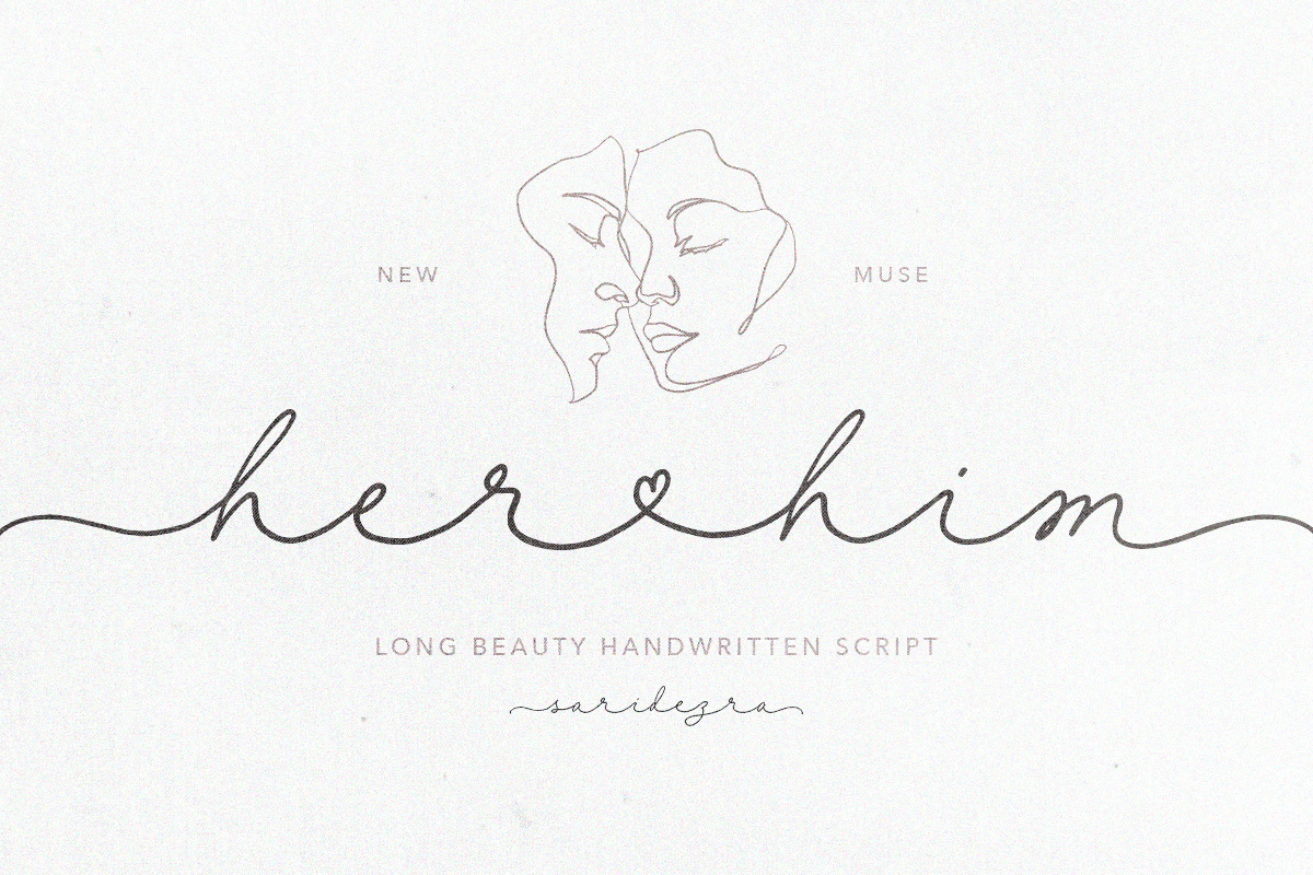 Her Him - Long Handwritten Script, a Script Font by Sarid Ezra