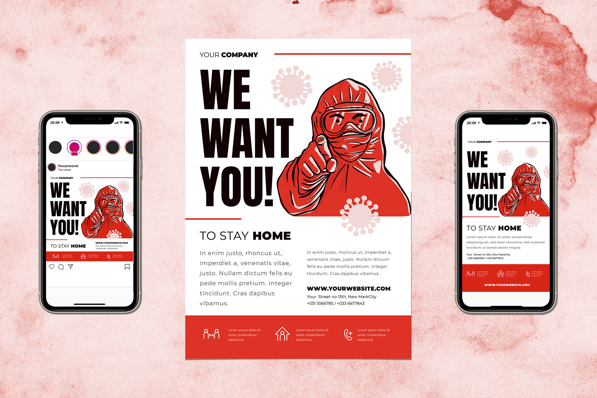 We Want You to Stay Home, a Flyer Template by Aiyari Graphic