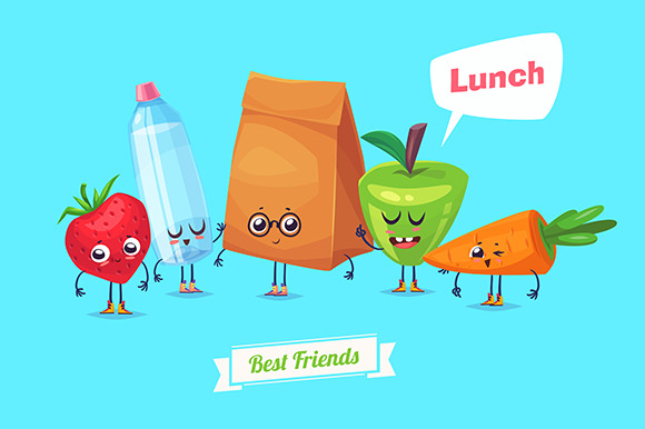 Best friends. Lunch, a Food Illustration by Krolone