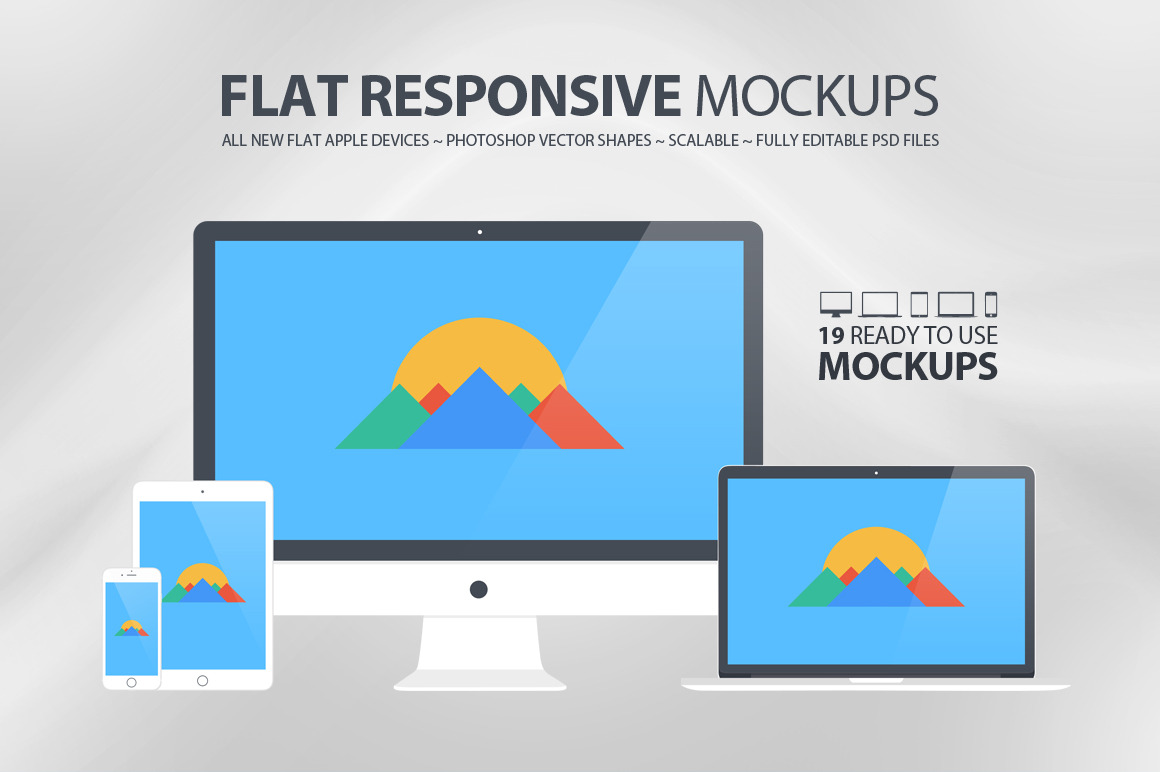 All New Flat Responsive Mockups, an iPhone Mockup by ydlabs