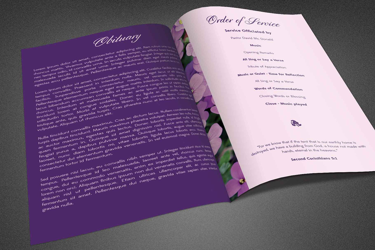 Purple Funeral Program Template, a Brochure Template by loswl ...