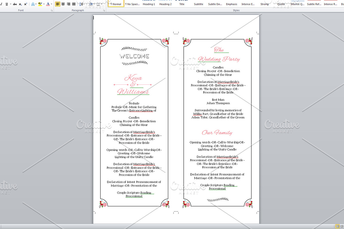 Wedding Program Template, an Invitation Template by retrographix