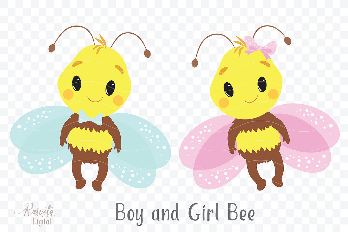 Bee Boy And Girl Clip-art, an Animal Illustration by Rasveta