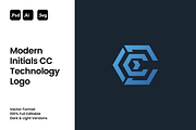 Modern Initials CC Technology Logo