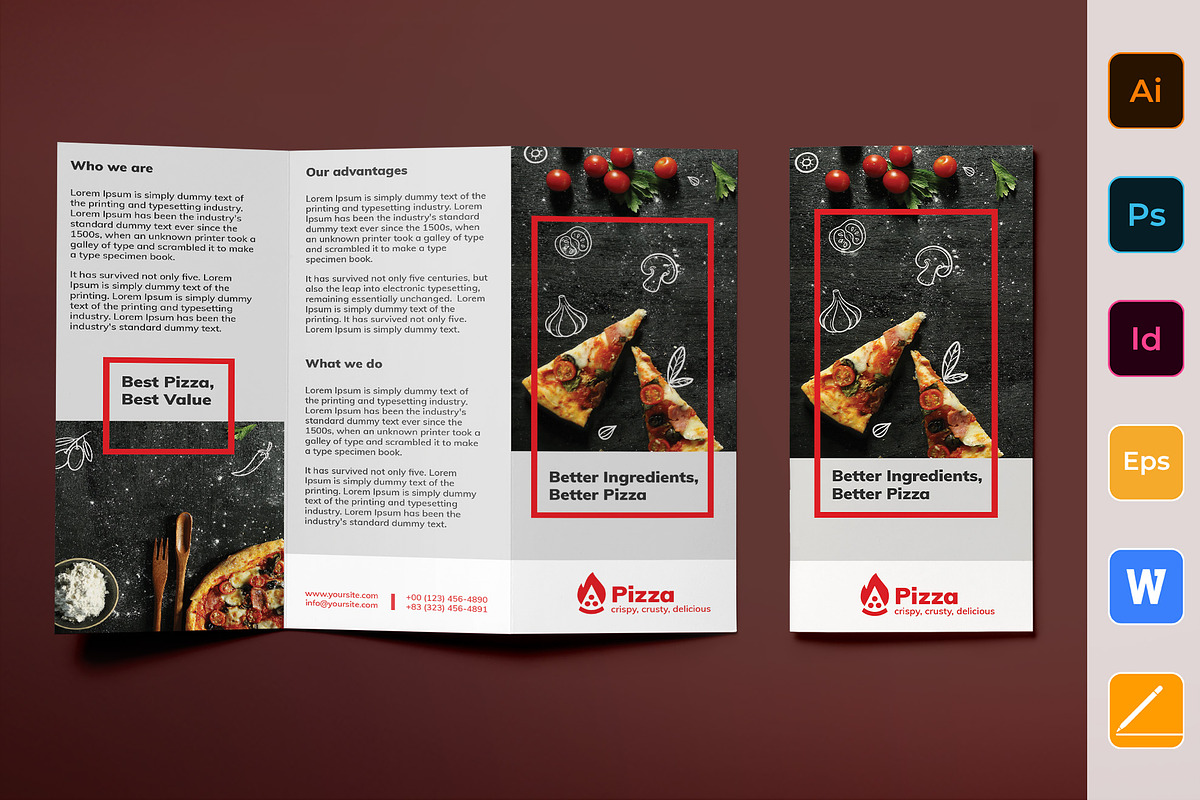 Pizza Brochure Trifold, a Brochure Template by TemplatesNow!