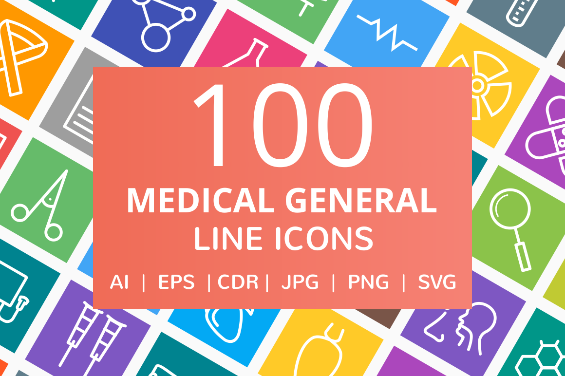 100 Medical General Line Icons, an Outline Icon by IconBunny