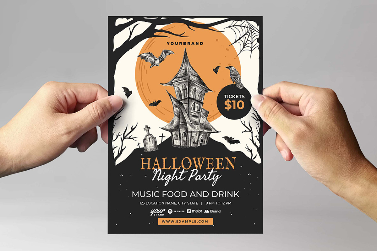 Illustrated Halloween Flyer Template, a Flyer Template by BrandPacks