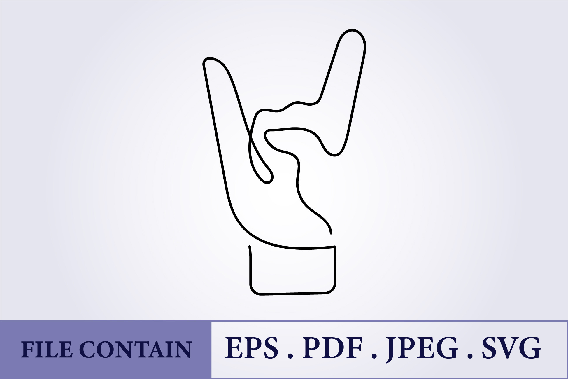 simple rock hand sign one line icon, an Illustration by Lodzrov ...