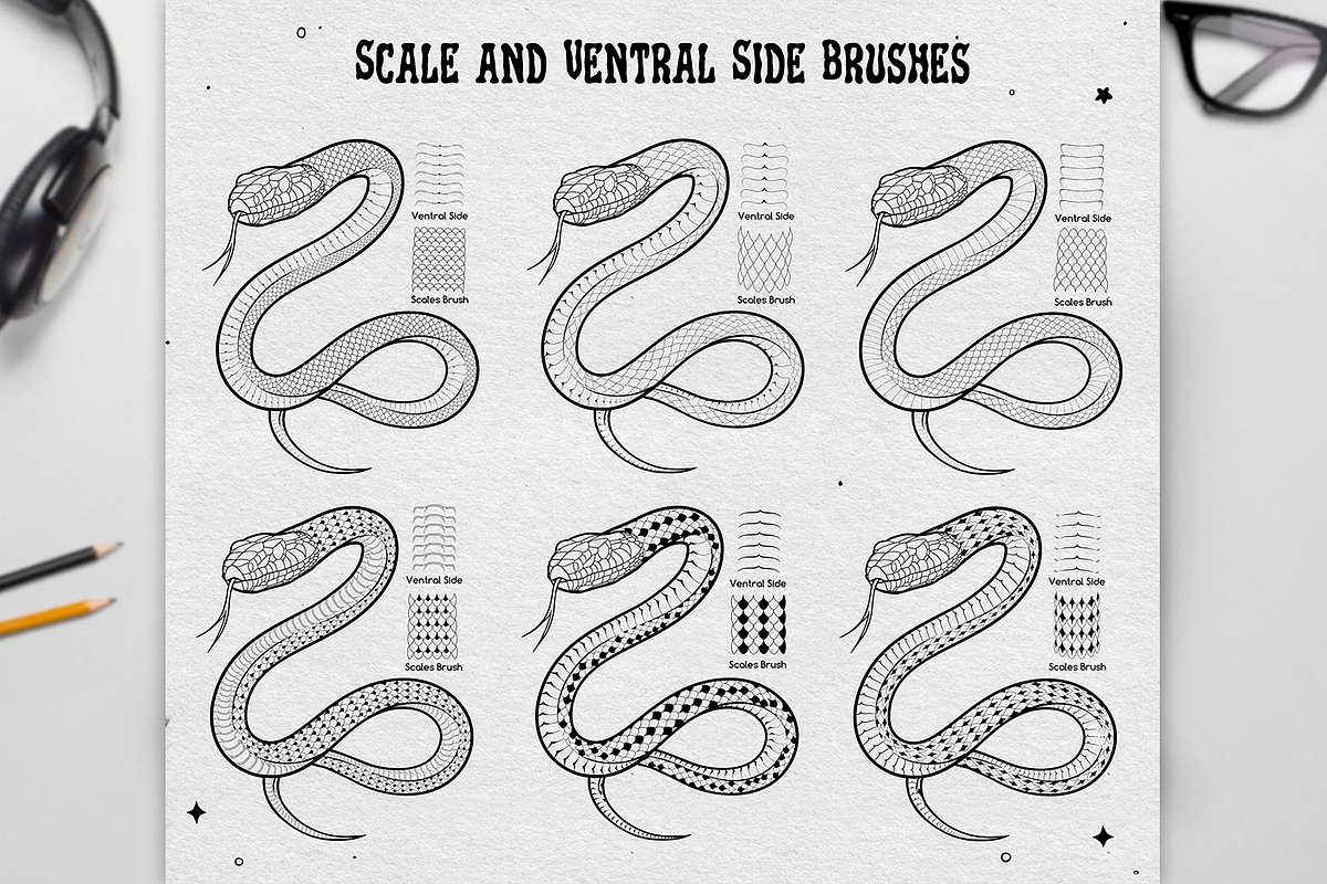 50 Snake Brushes for Procreate, a Brush Add-On by Disyukov