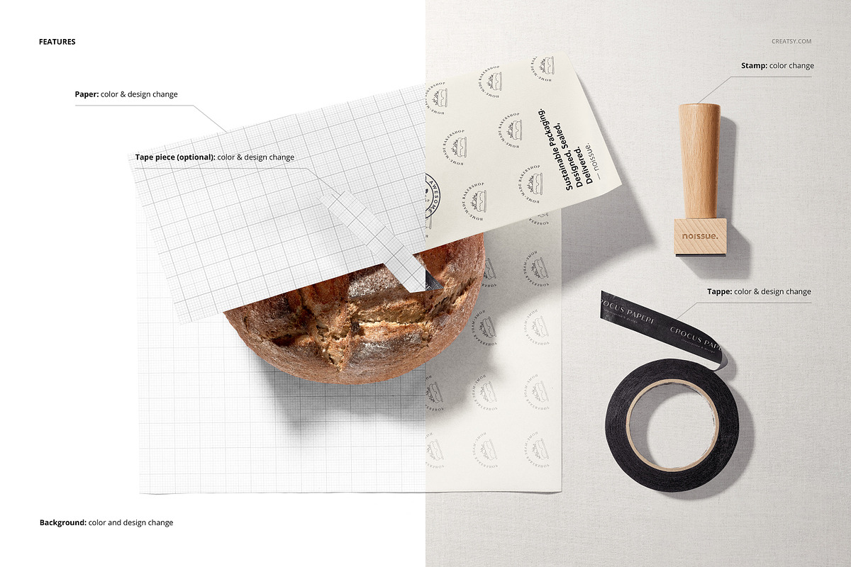 Noissue Food Safe Paper Mockup Set, a Packaging Mockup by creatsy5