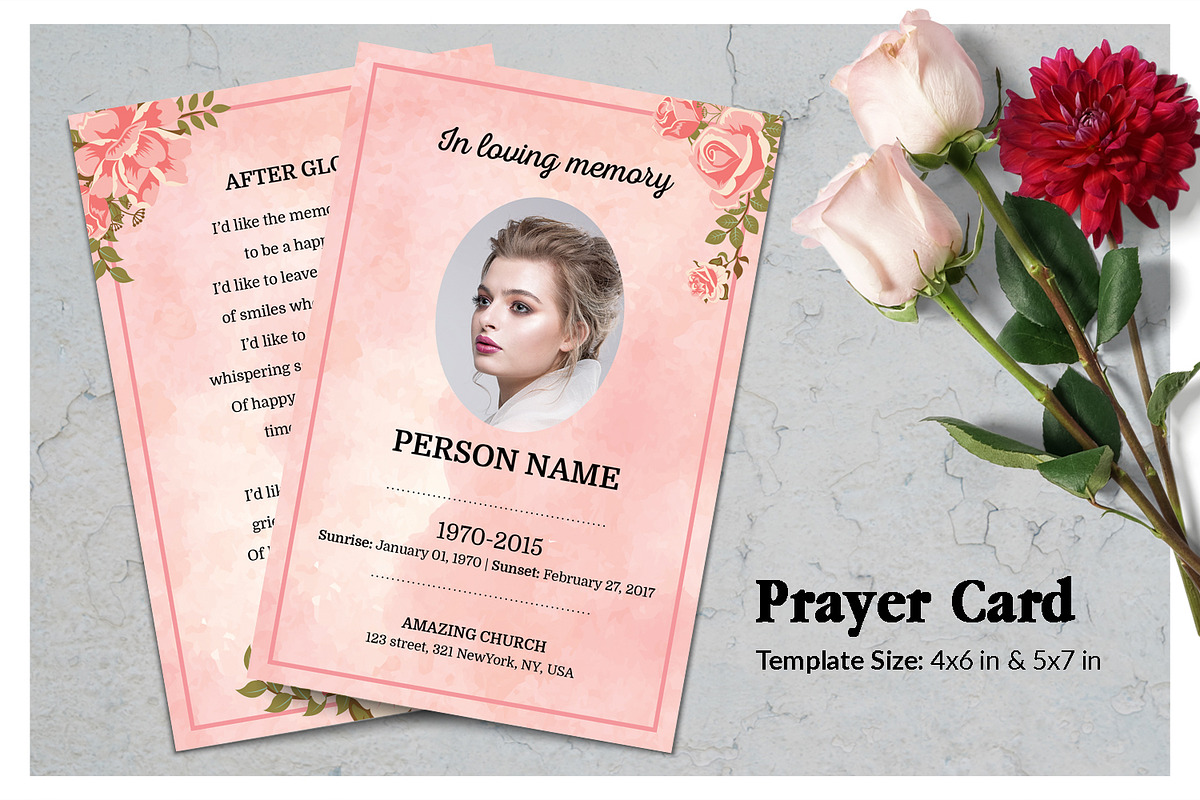 Rose Gold Prayer Card, a Card Template by SmmrDesign