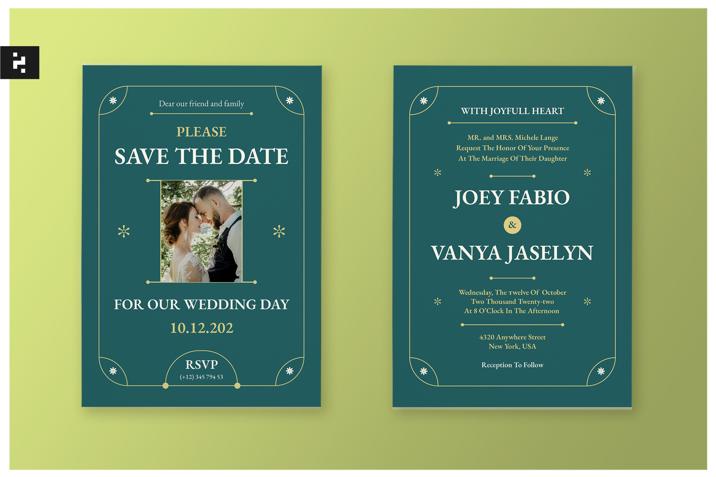 Green Wedding Invitation, an Invitation Template by Neermana | Creative ...