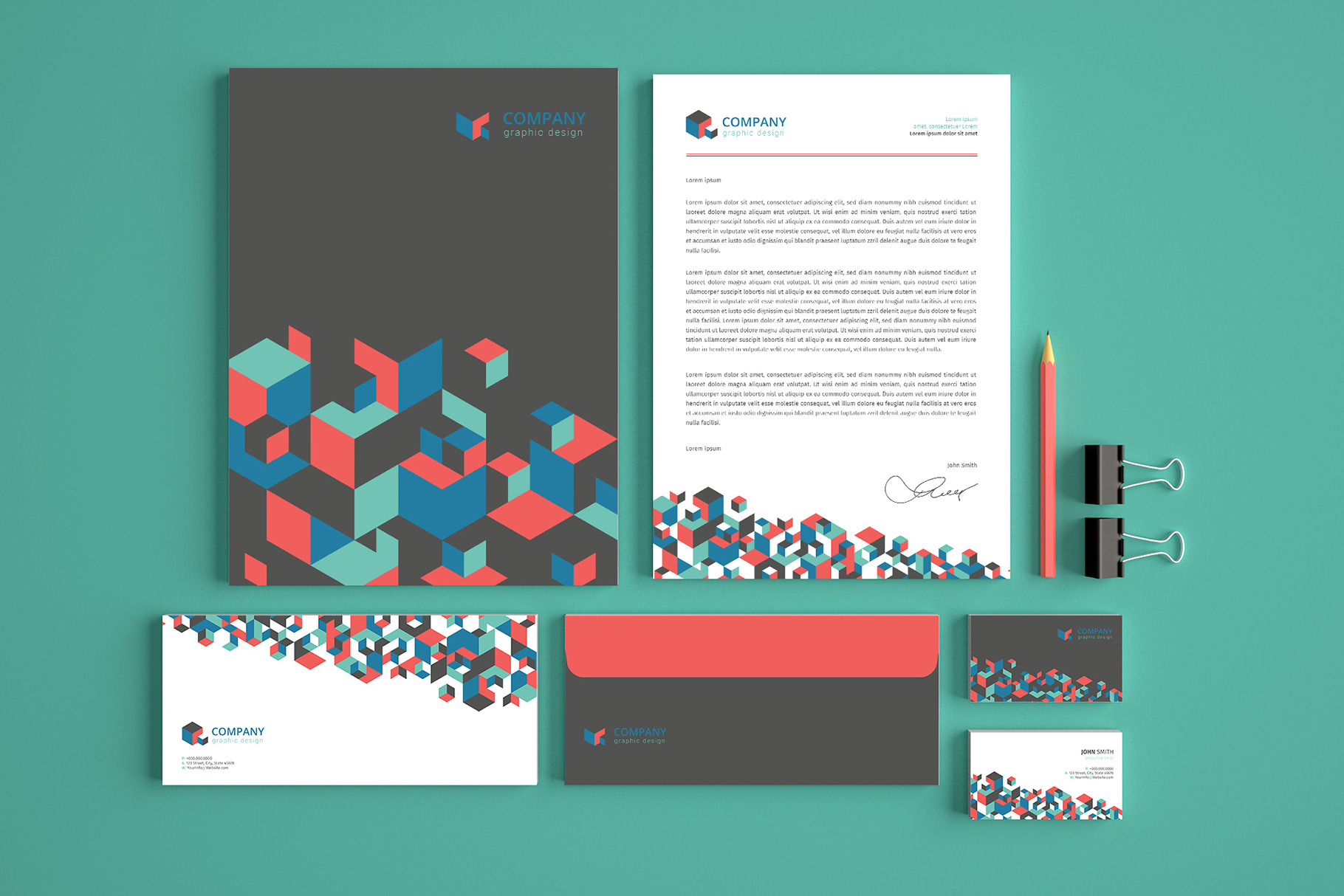 Set of Stationery Branding Kit, a Product Mockup by Black Cat Studio