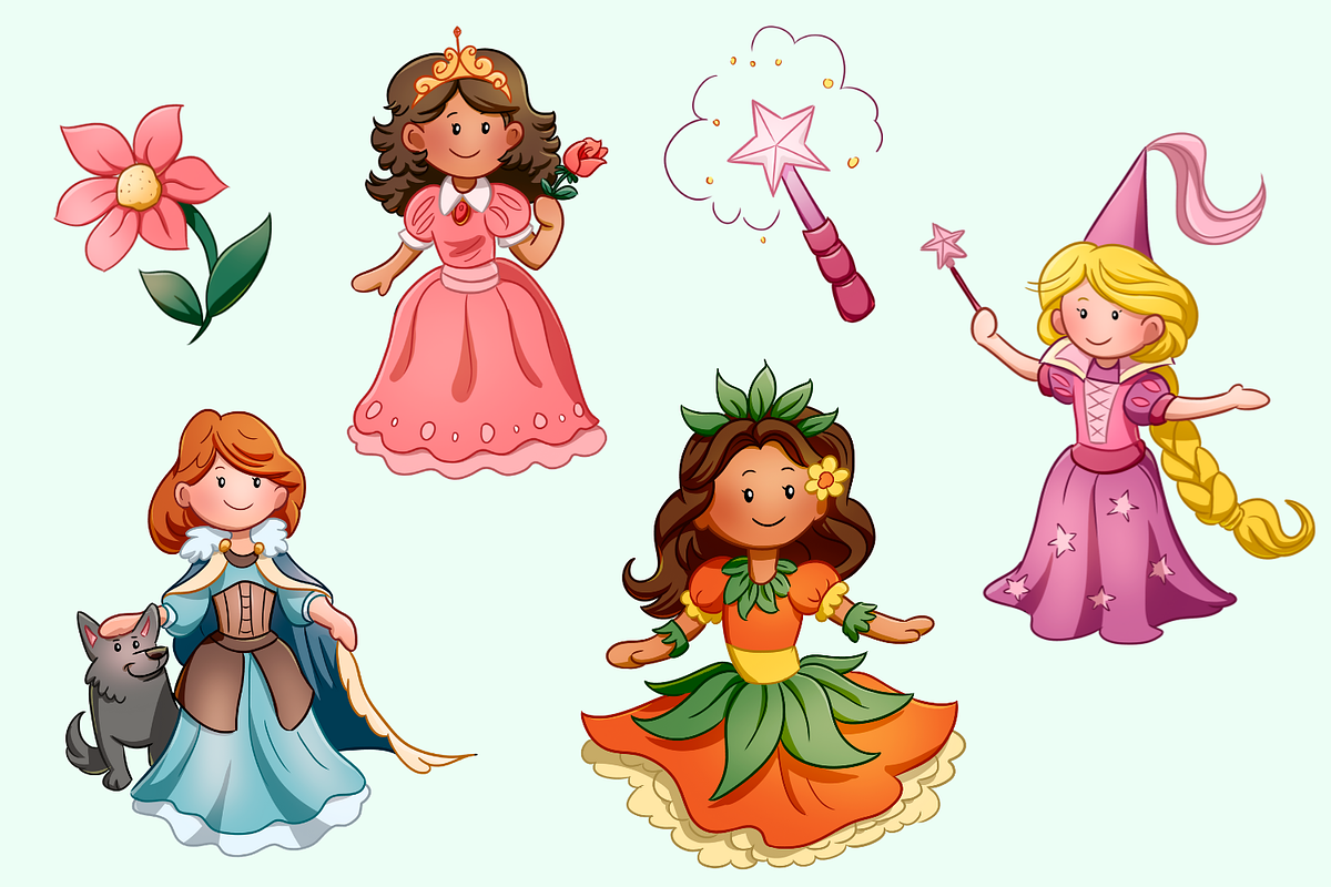 Pretty Princesses Clipart Collection, an Illustration by Keepin' It Kawaii