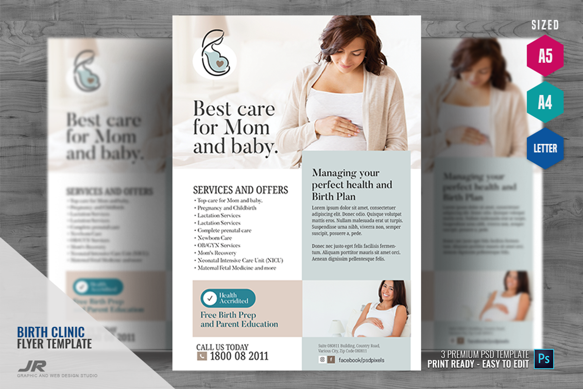 Pregnancy and Childbirth Clinic, a Flyer Template by PSDPixel