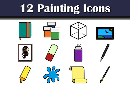 Painting Icon Set | Outline Icons ~ Creative Market