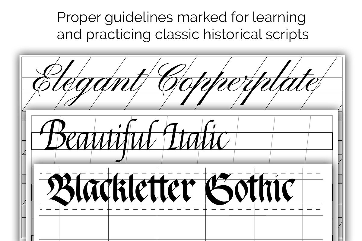 Guidelines & Grids Calligraphy Pack, a Stationery Template by ...