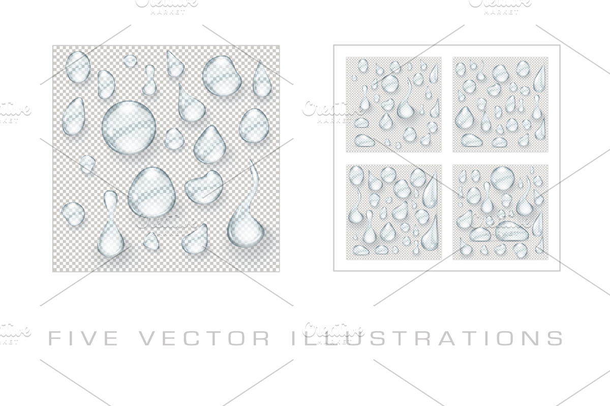 Water drops realistic set, an Object Graphic by majcot | Creative Market