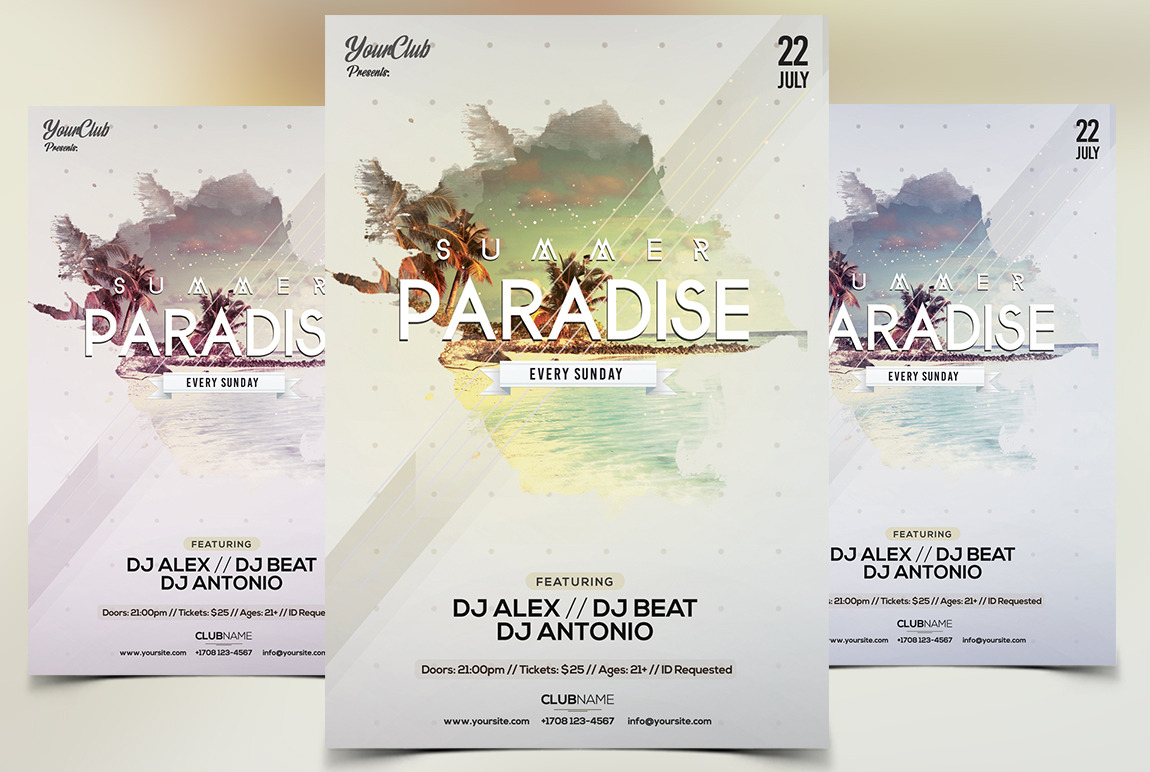 Summer Paradise - PSD Flyer Template, a Flyer Template by PixelsDesign