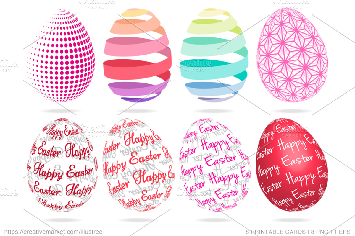 3D Easter eggs, vector set, a Graphic by Illustree