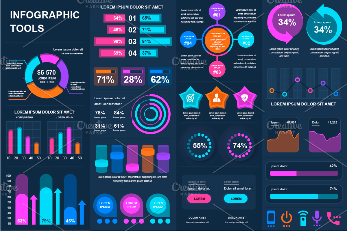 Infographics UI, UX, KIT Elements, a Presentation Template by alexdndz