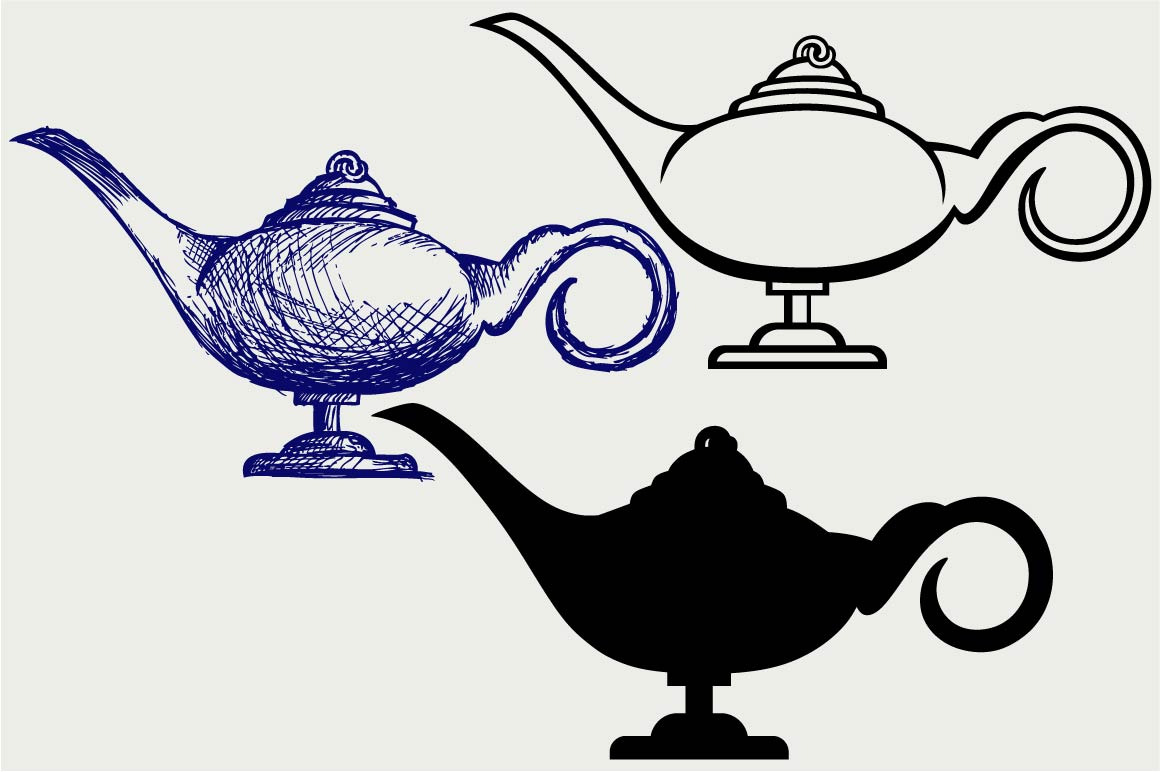 Lamp Aladdin SVG, an Outline Icon by LineworkStock