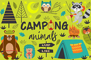 camping with animals, an Animal Illustration by NataKa | Creative Market