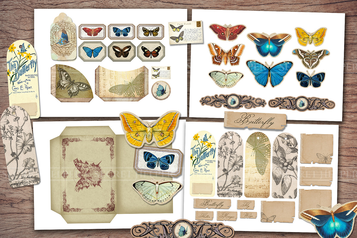 Butterfly Scrapbook Kit | Creative Market