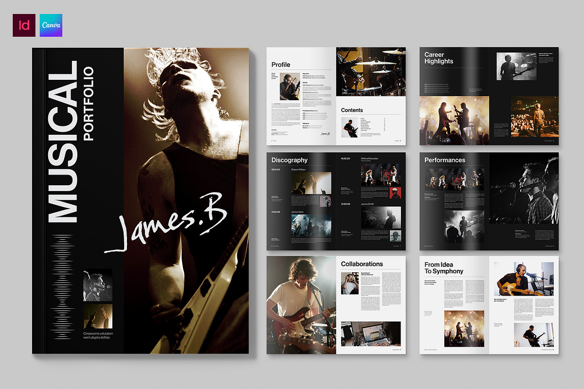 Musician Portfolio Template, a Brochure Template by BrandPacks