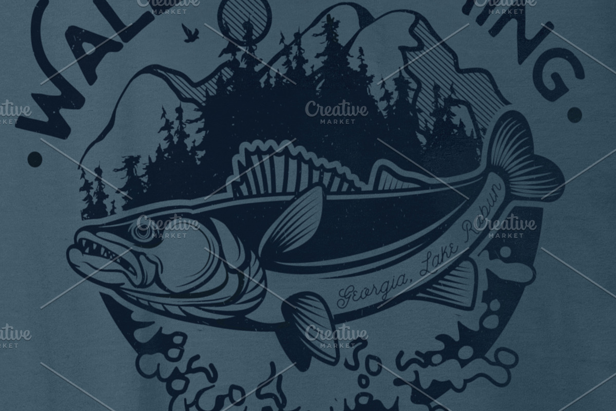 Walleye Vector Labels, an Animal Illustration by Moloko88