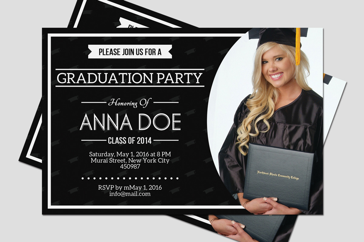 Simple Graduation Invitation, a Card Template by mesuka