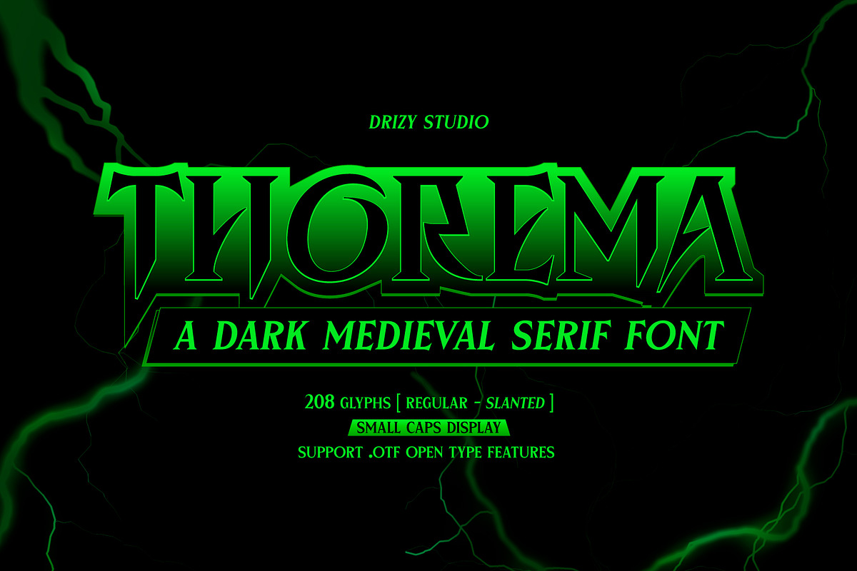 Thorema - Dark Medieval Serif Font, a Serif Font by Drizy