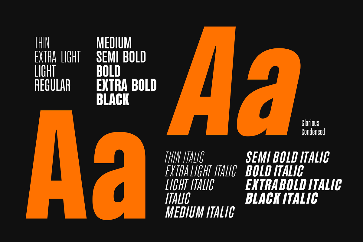 Glorious – Condensed Font Family