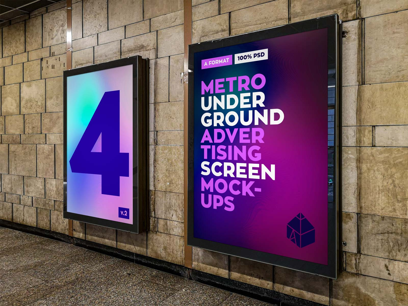 Metro Underground Ad Screen MockUp 5, an Advertising Mockup by Graphic ...