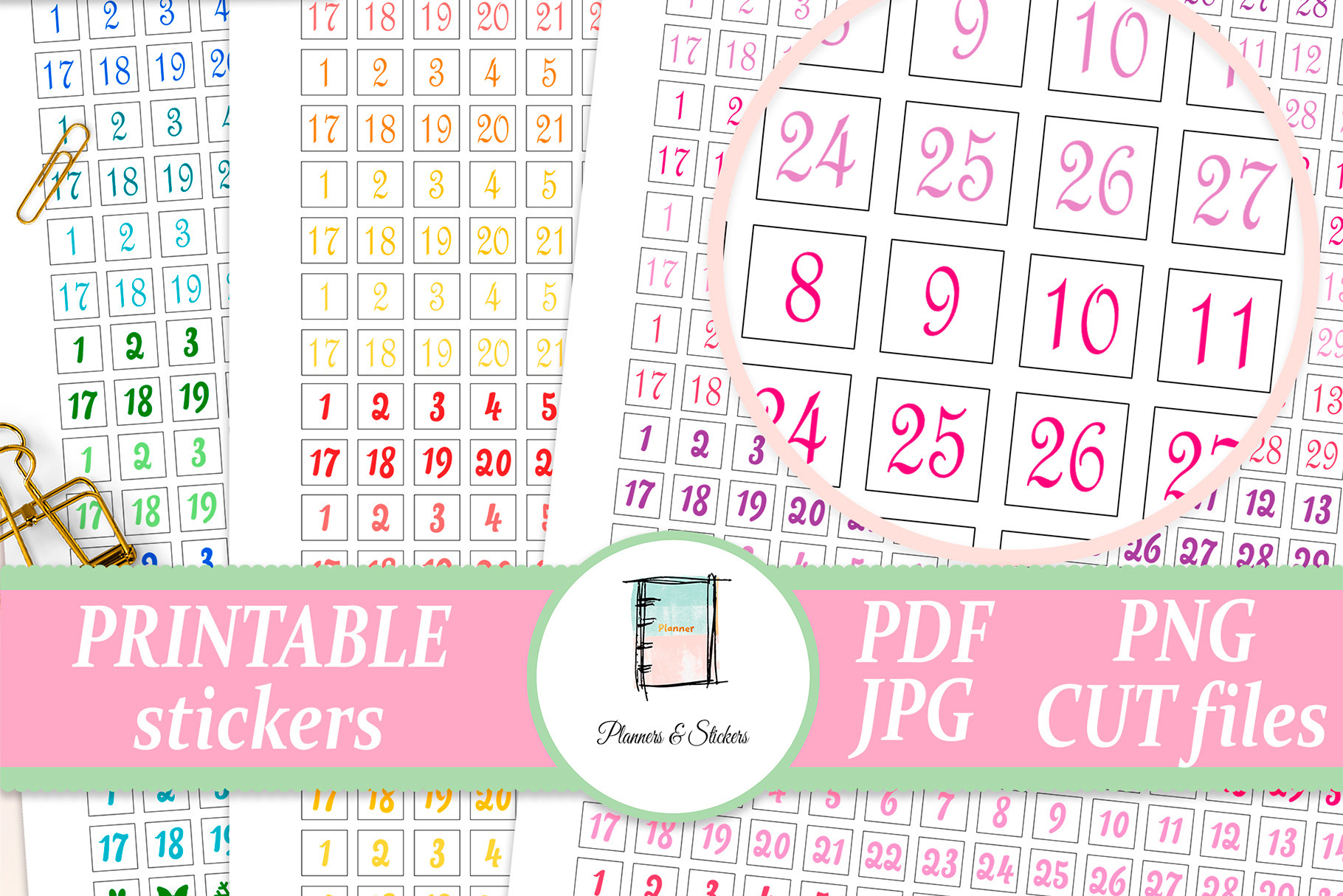 Vivid Date Number Stickers