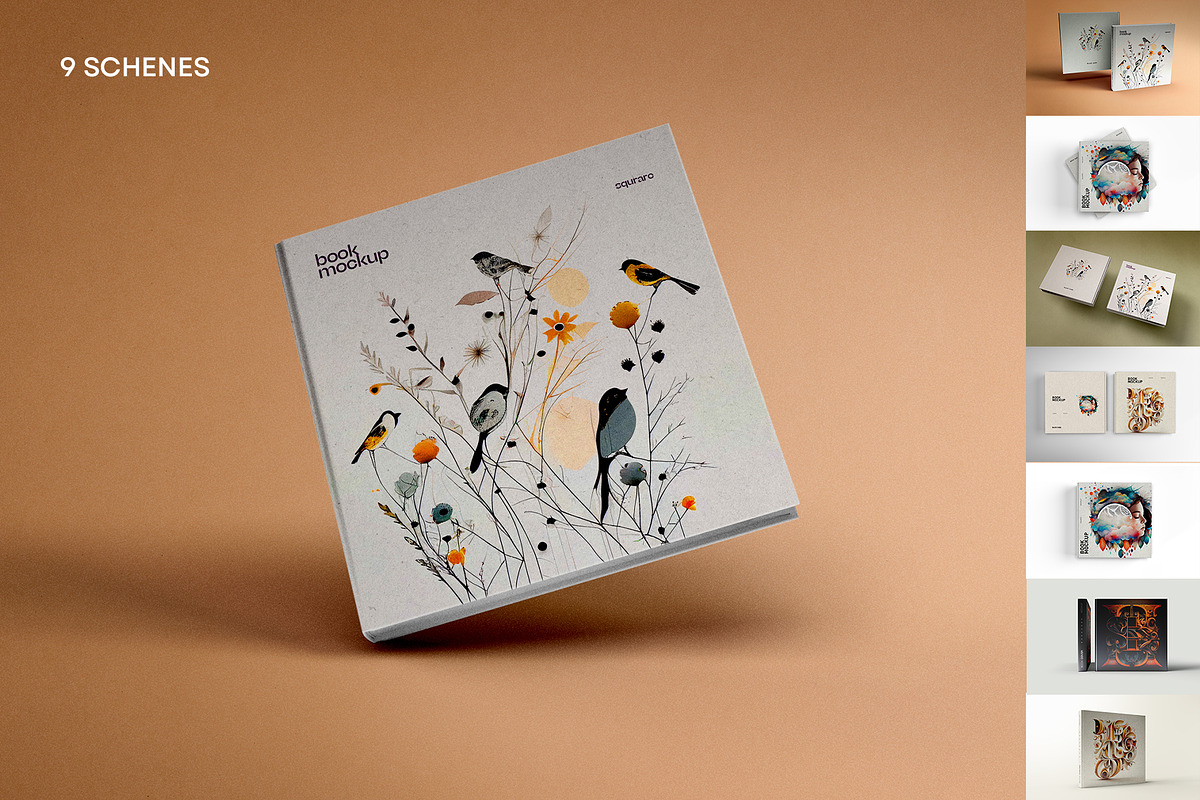 Square Book Cover Mockup Design