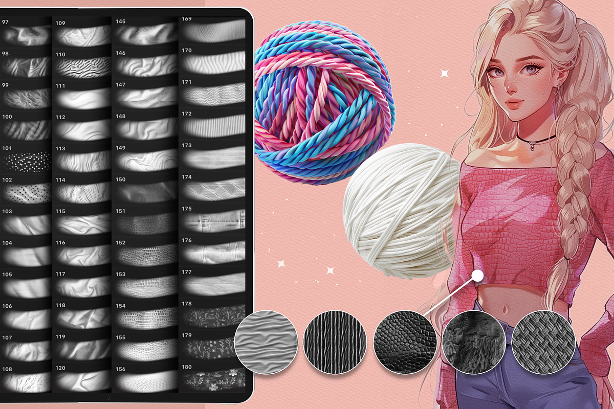 Fabric texture Procreate brushes, a Brush Add-On by Revabrush