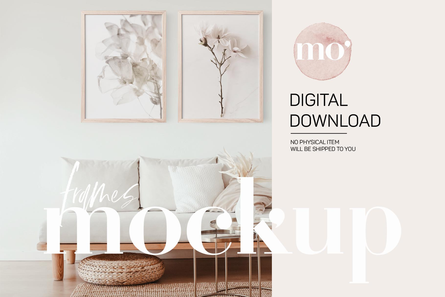 Set of 2 Wood Frames Mockup, a Print Template by MoMockups