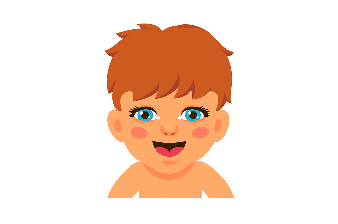 Newborn baby smiling face, a Healthcare Illustration by Iconicbestiary