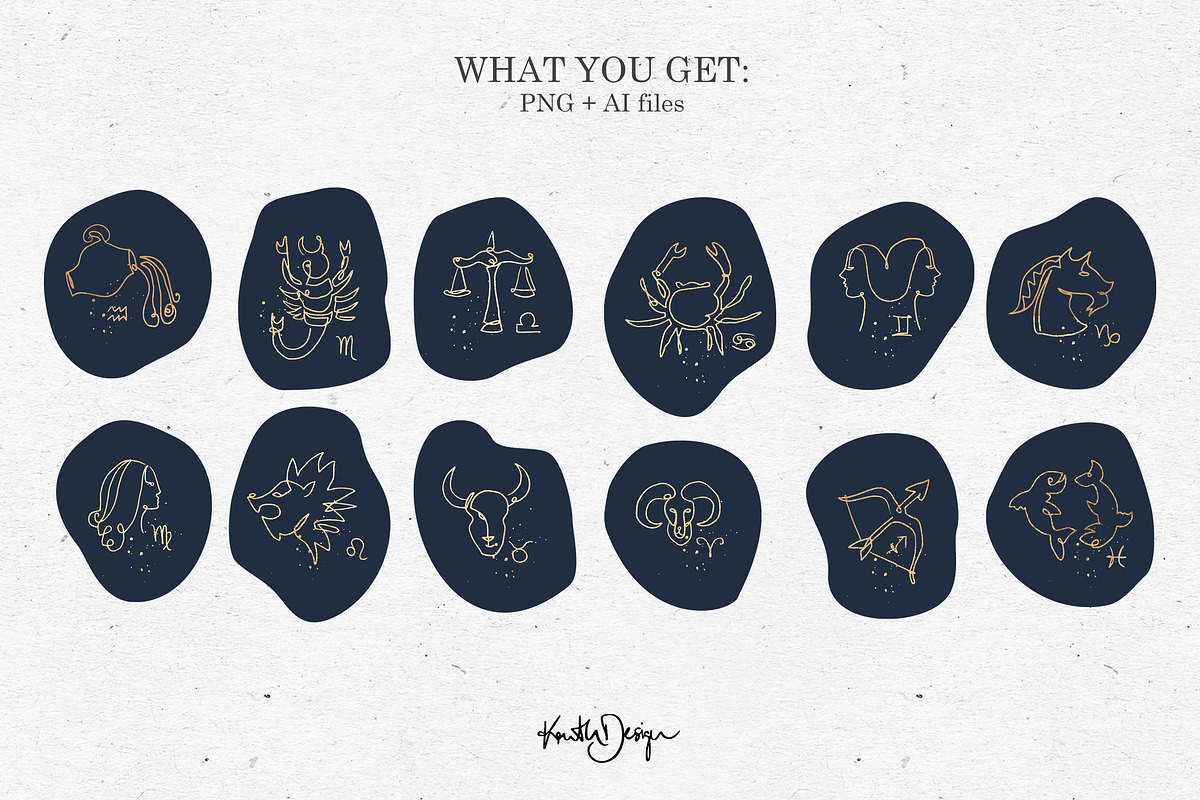 ZODIAC VECTOR BUNDLE / illustration, a Texture Illustration by KruthDesign