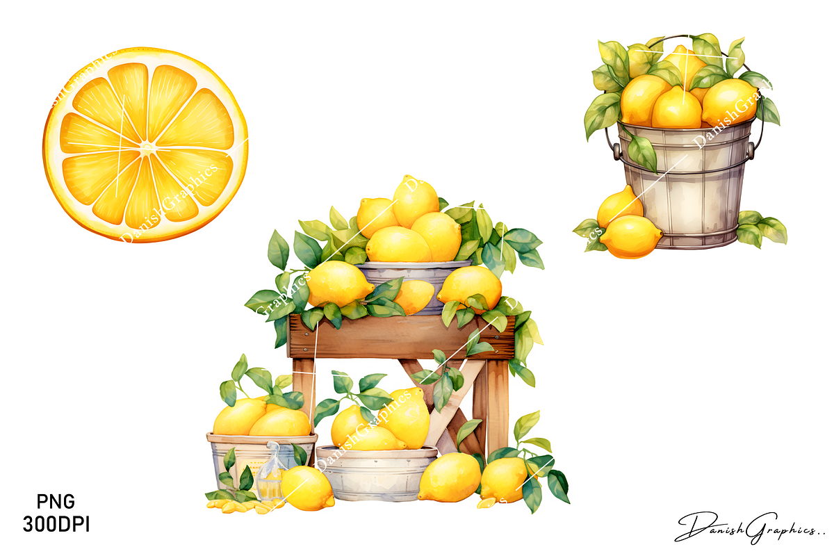 Lemon Watercolor Clipart